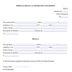 DELEGA RITIRO PASSAPORTO WORD E PDF - MODULO