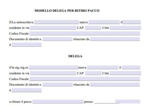 DELEGA RITIRO PACCO WORD E PDF - MODELLO
