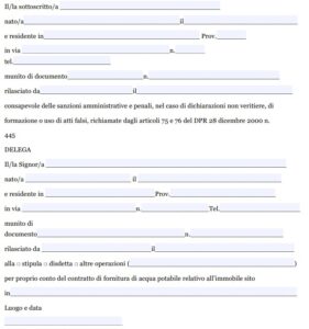 Modulo Delega Voltura Acqua Word e PDF