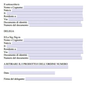 Modulo Delega Ritiro Leroy Merlin Word e PDF